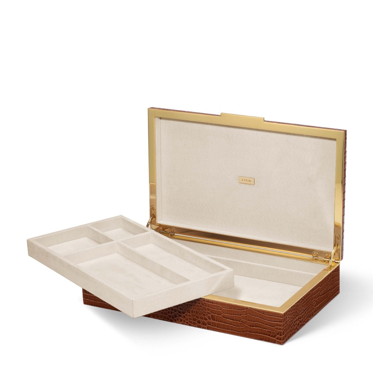 AERIN Classic Croc Leather Desk Box, Chestnut – Lifelong Collectibles