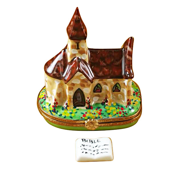 Rochard "Church with Brown Roof & Removable Bible" Limoges Box ...